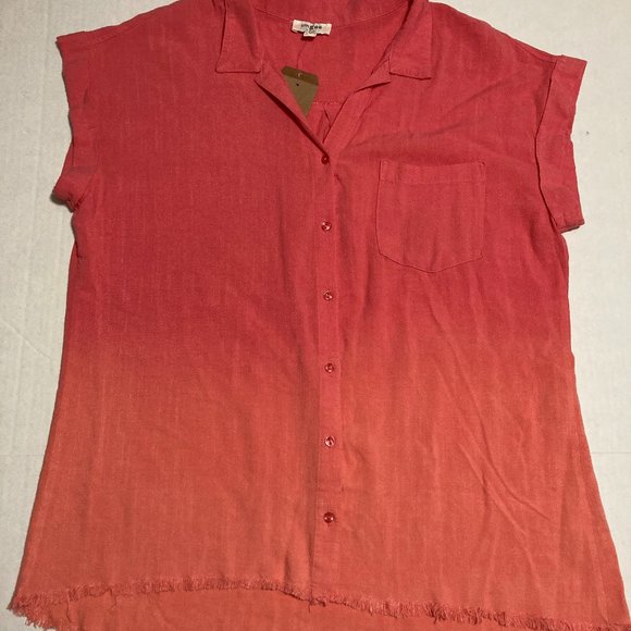 Umgee | Tops | Nwt Umgee Usa Button Up Cuffed Sleeve Shirt Ombre Orange ...